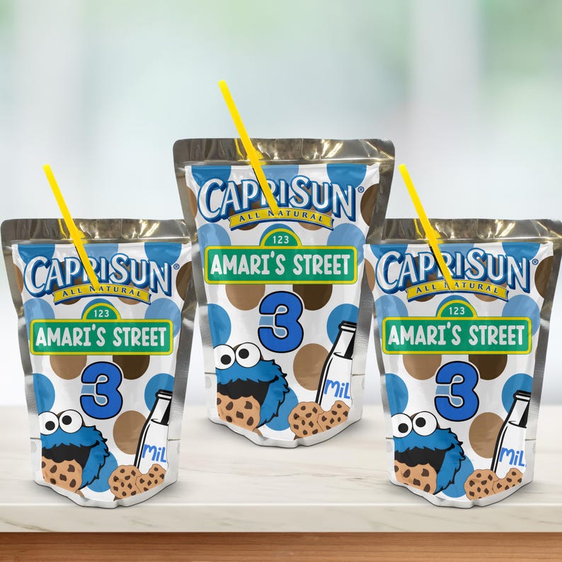 Sesame Street Capri Sun Labels | Personalized Cookie Monster Juice ...