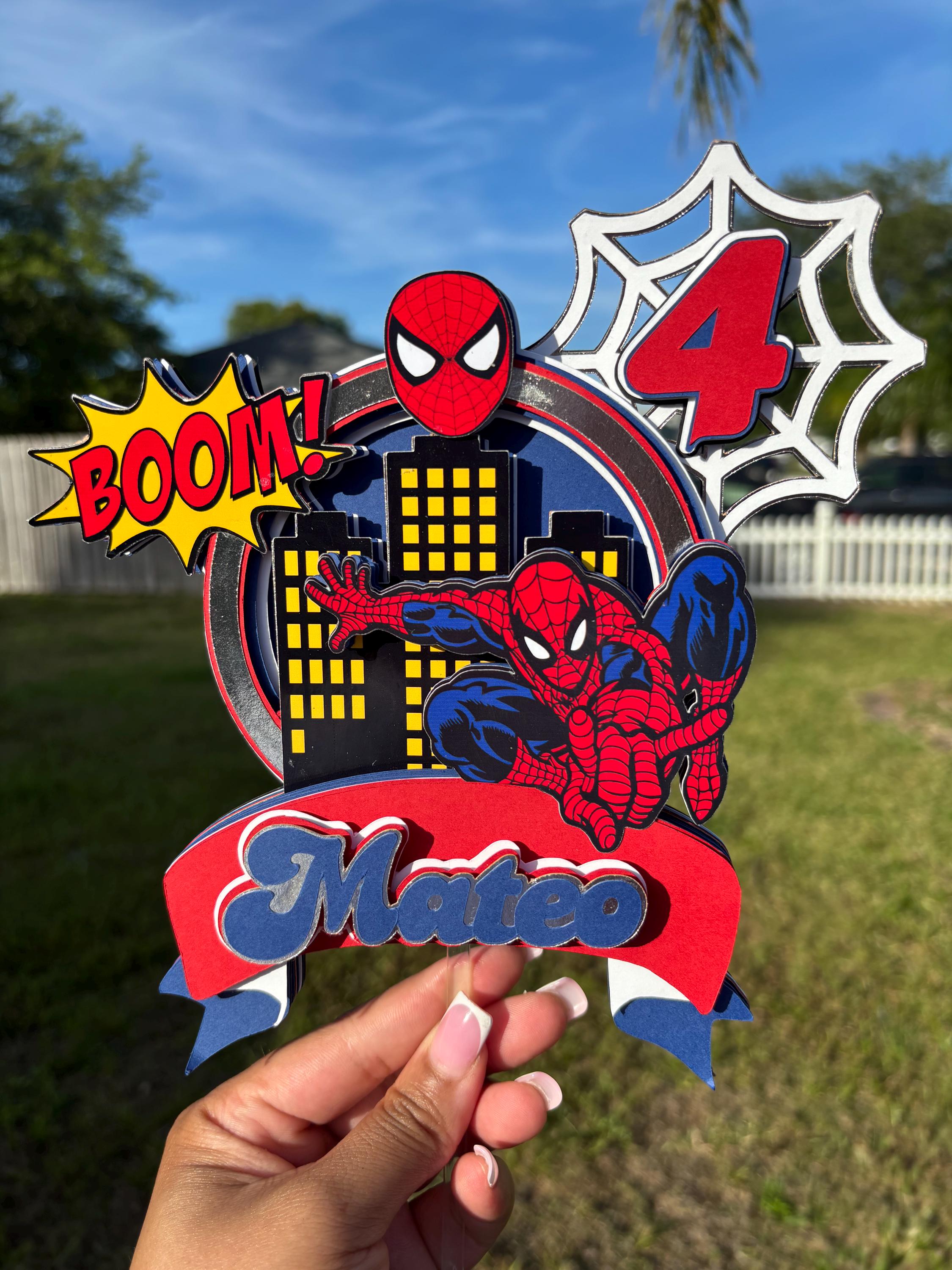 Personalized Spiderman Birthday Cake Topper | Custom Name Superhero ...