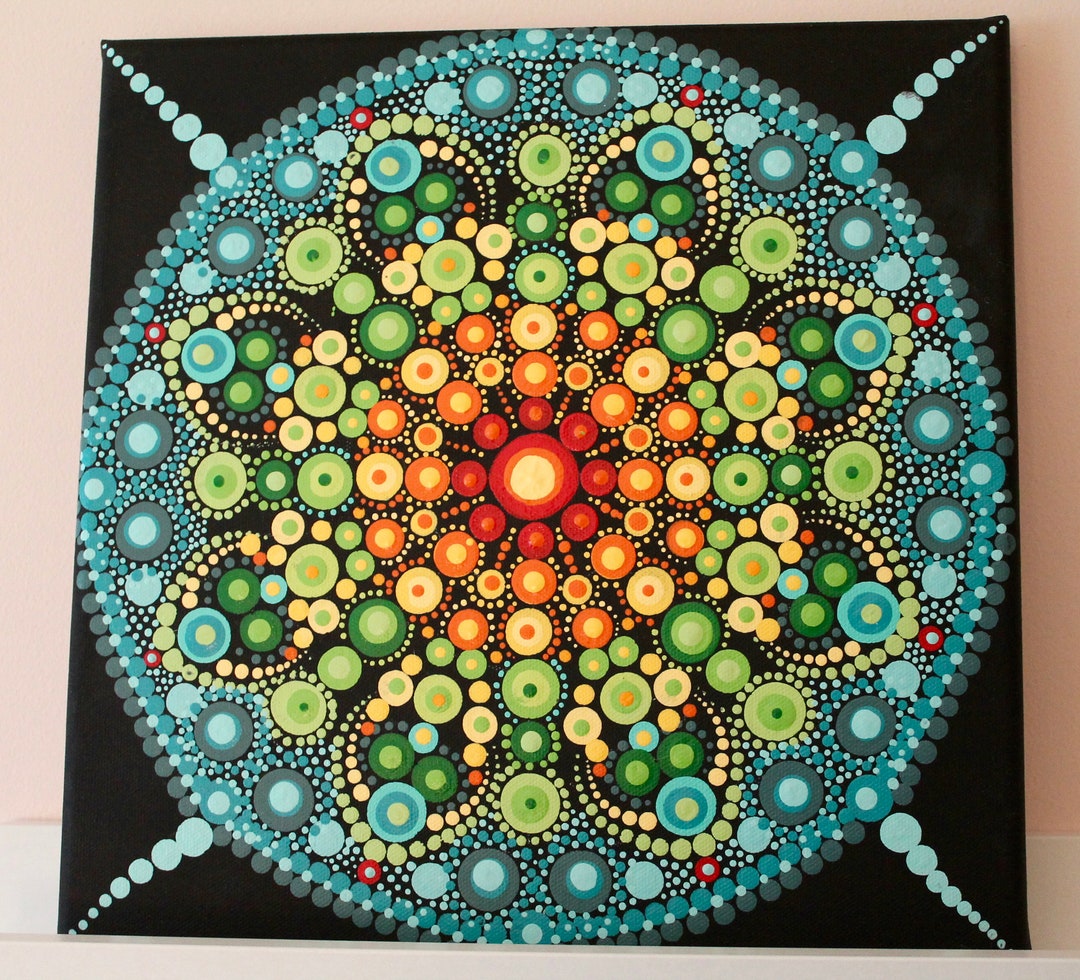 Handmade Dot Mandala on Canvas - Etsy
