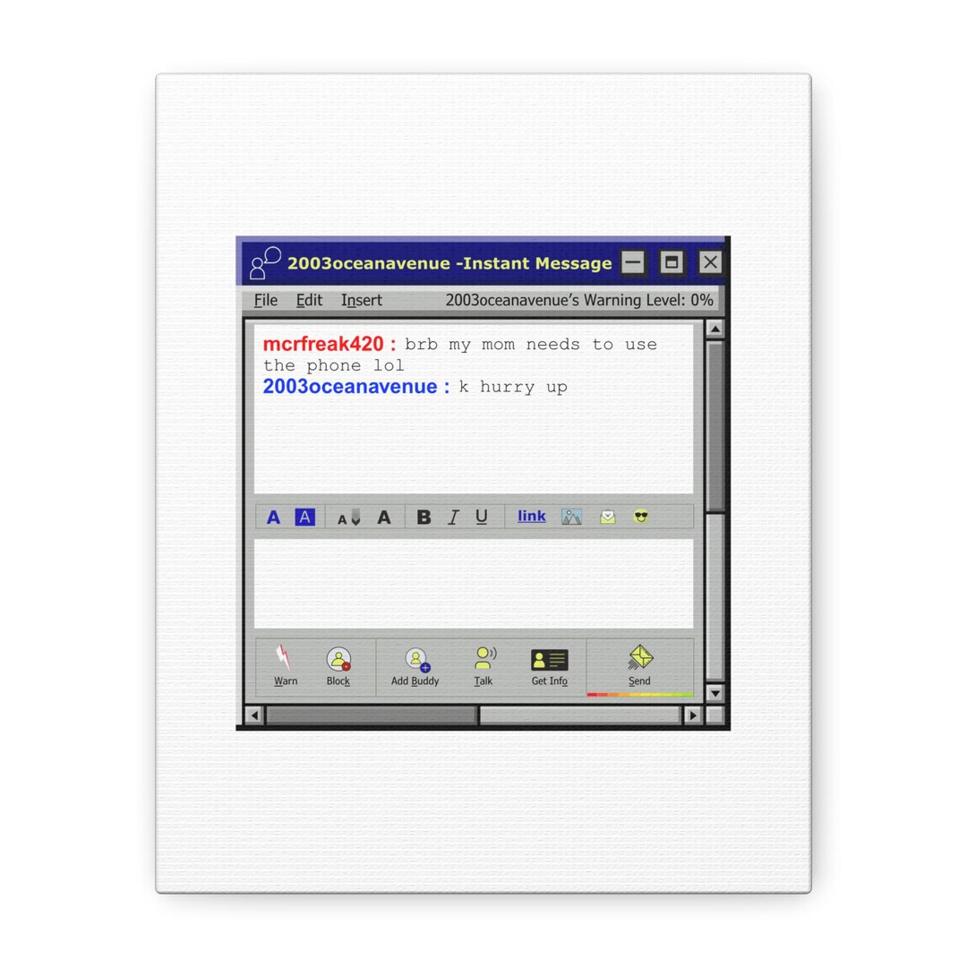AIM Nostalgia Canvas | BRB Mom Needs the Phone Wall Art | 90s Internet ...