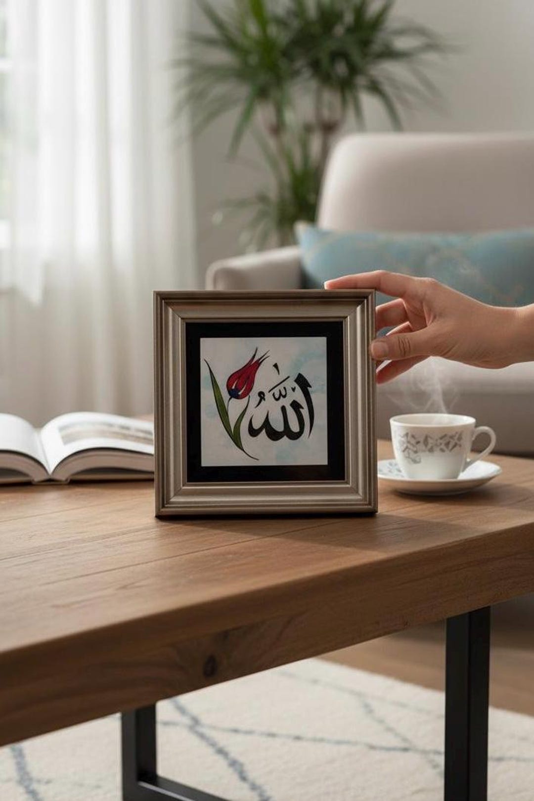 Turkish Ceramic Tile – Allah Calligraphy & Tulip – Eid Al-adha Gift ...