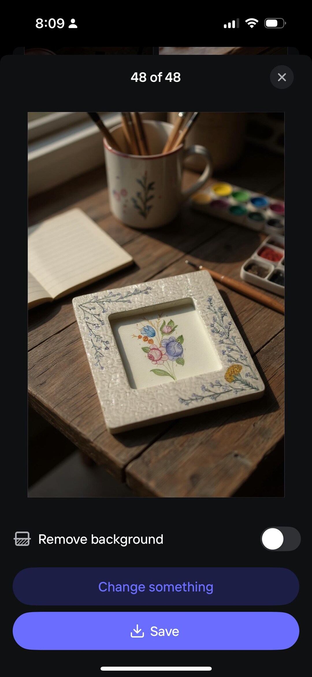 Original Rococo Floral Painting: 22K Gold Details and Roses in White ...