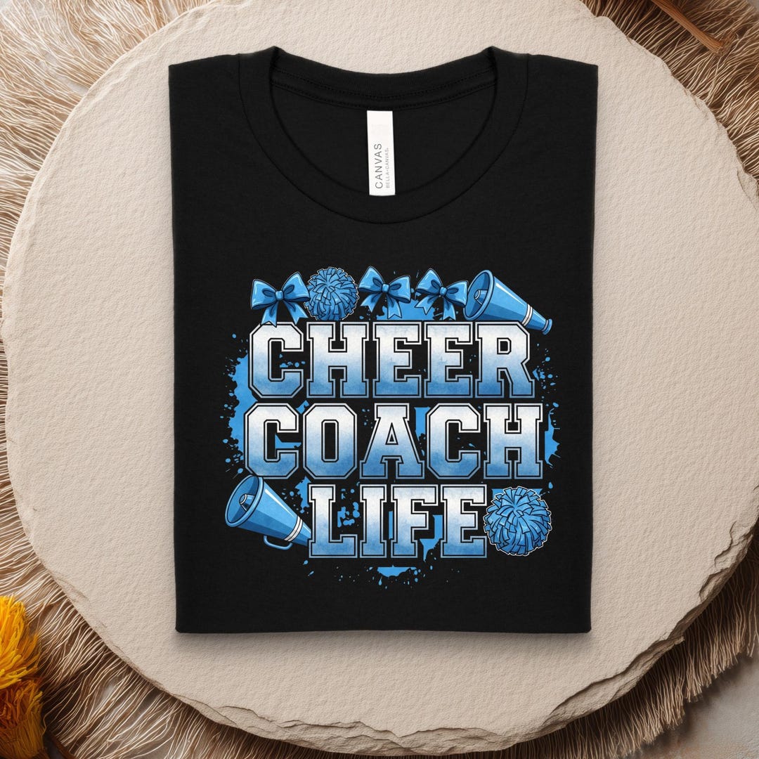 Cheer Coach Life T-shirt | Cheerleading Megaphone Pom Poms Design - Etsy