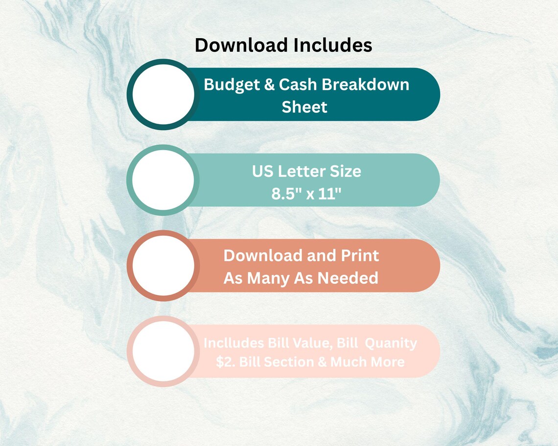 Printable Budget Breakdown Sheet | Cash Planning Breakdown Sheet | Cash ...