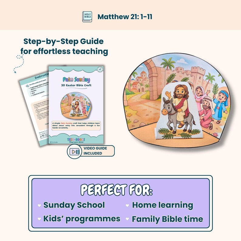 Palm Sunday Craft for Kids | 3D Bible Diorama Printable | Sunday School ...