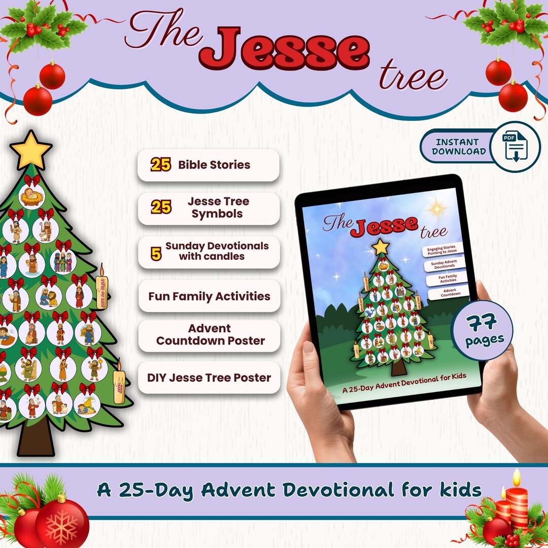 The Jesse Tree Advent Devotional for Kids | Printable DIY Ornaments ...