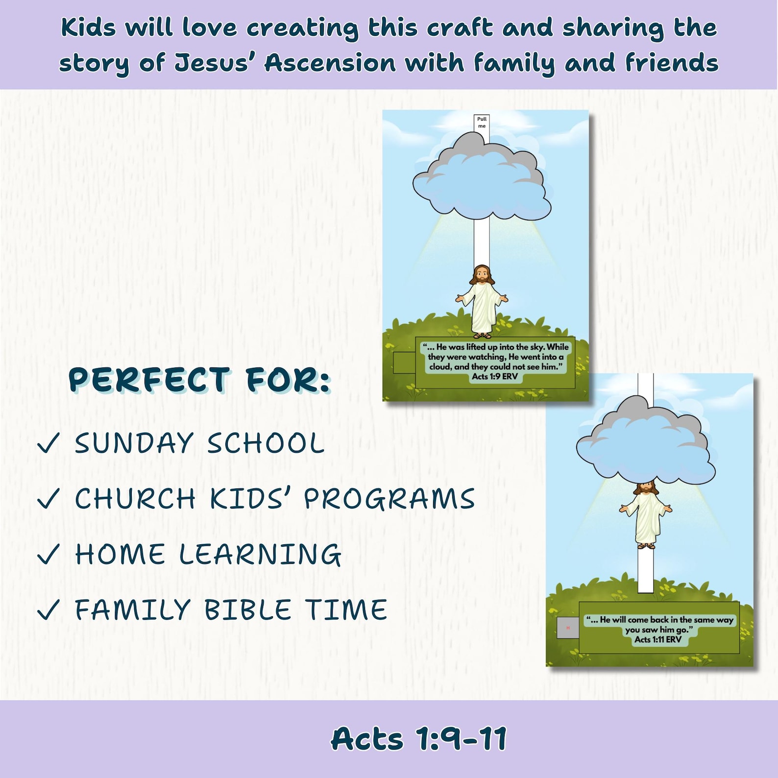 Ascension of Jesus Craft for Kids | Bible Story Printable | Acts 1:9–11 ...