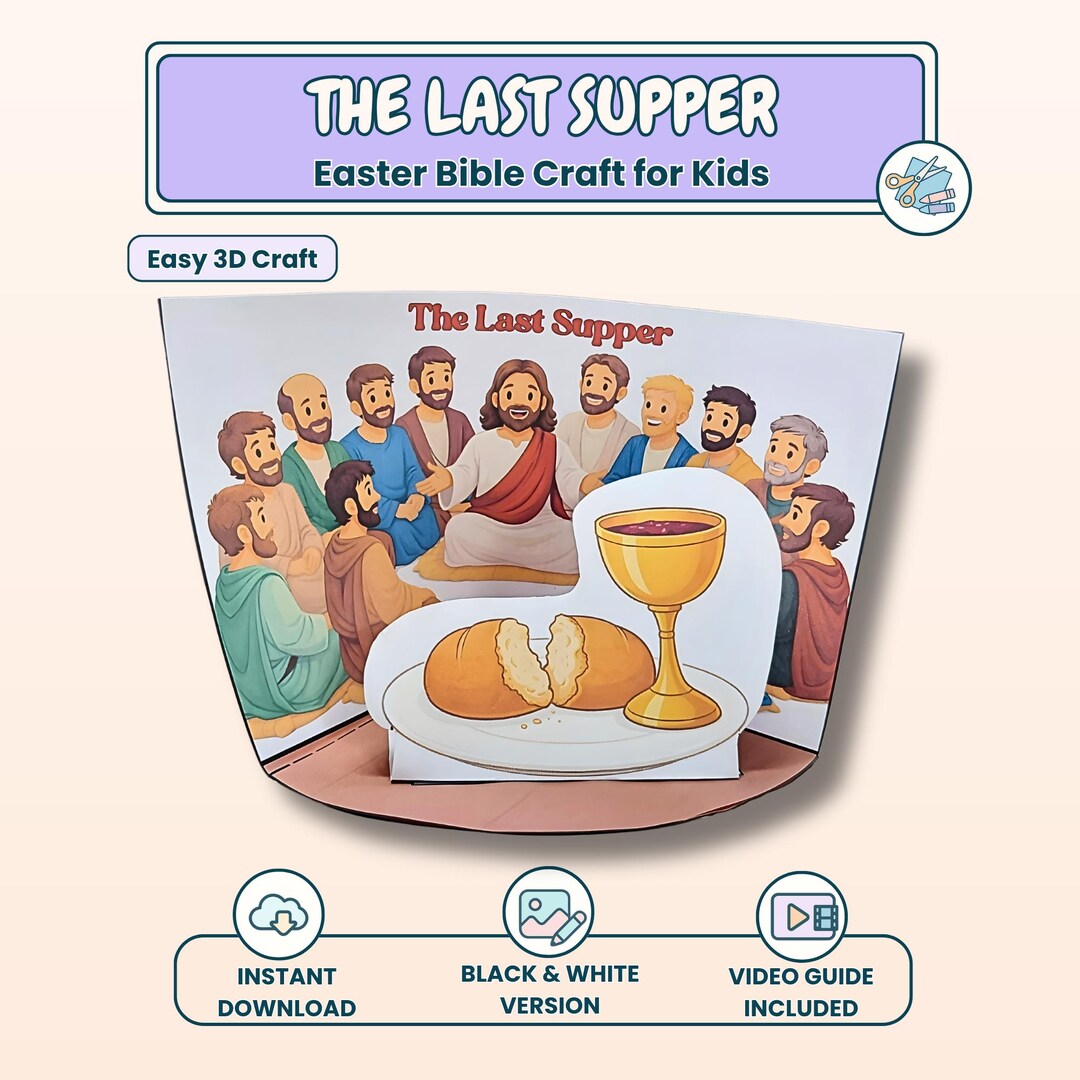 The Last Supper Craft for Kids | Printable 3D Bible Diorama | Holy Week ...