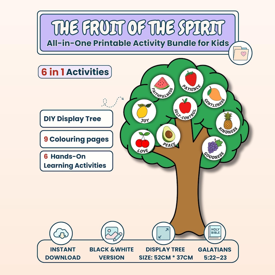 Fruit of the Spirit Activities | Kids Bible Crafts, Coloring Pages for ...