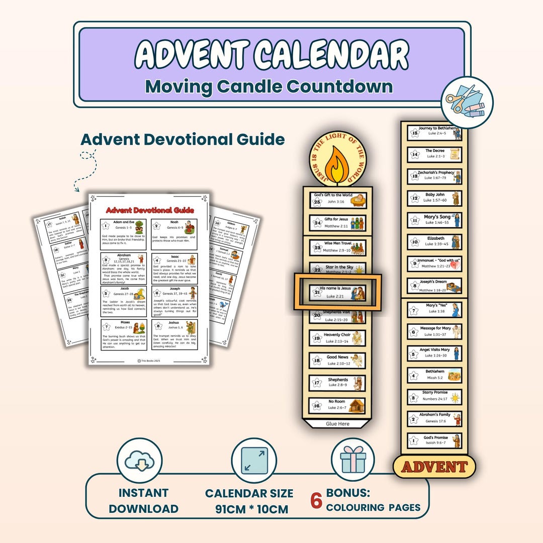 Christian Advent Calendar for Christmas | Printable Candle Countdown ...