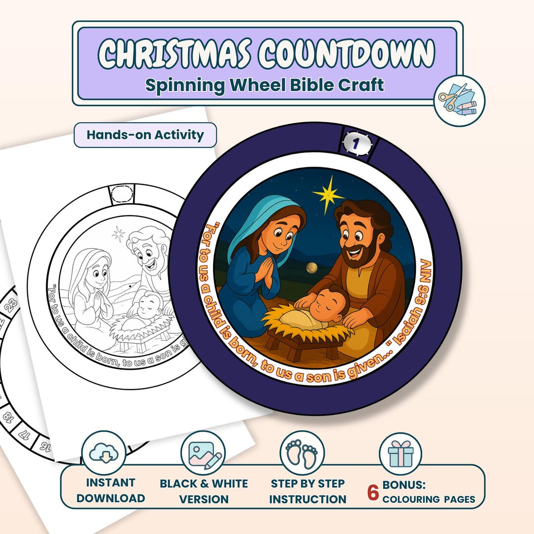 Christmas Countdown Craft for Kids: Printable Advent Activity, Advent ...