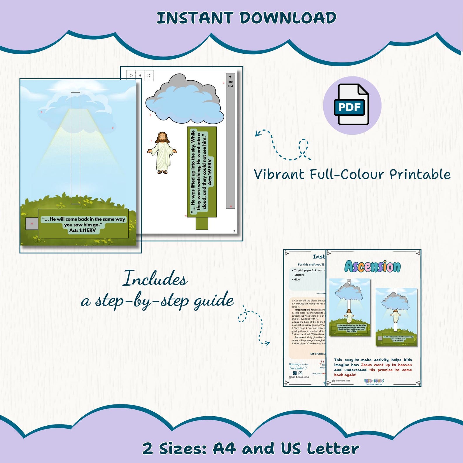 Ascension of Jesus Craft for Kids | Bible Story Printable | Acts 1:9–11 ...