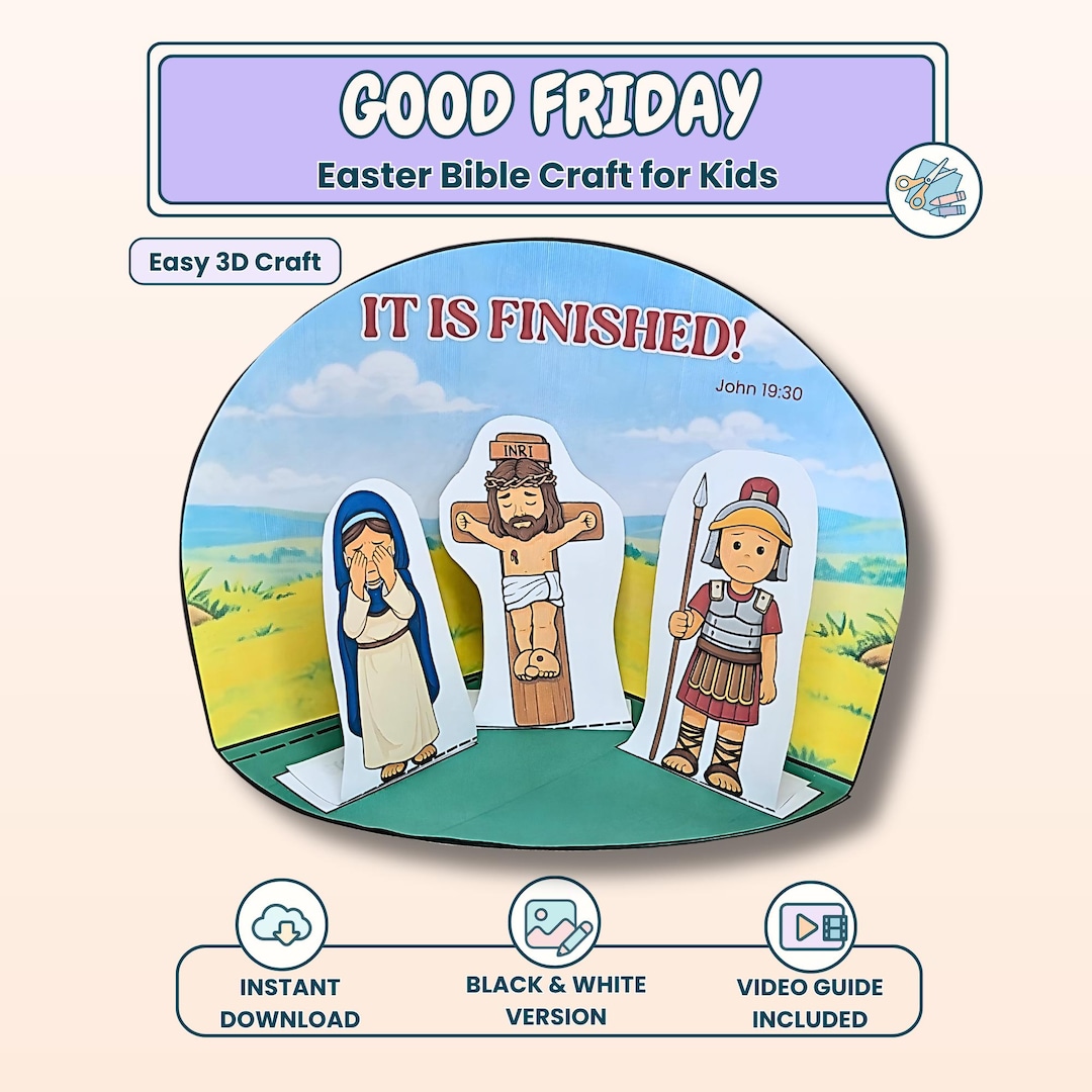 Good Friday Craft for Kids | Printable 3D Holy Week & Easter Activity ...