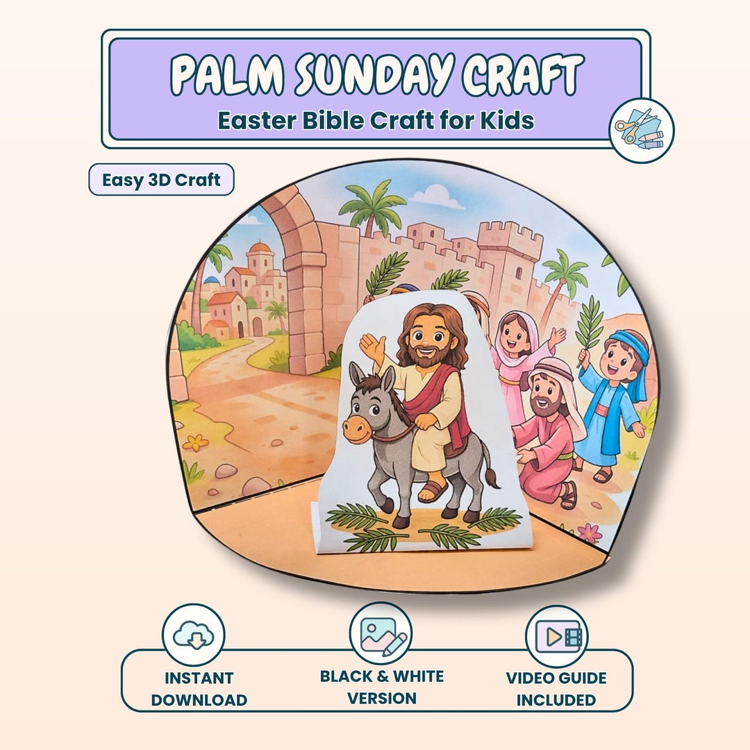 Palm Sunday Craft for Kids | 3D Bible Diorama Printable | Sunday School ...