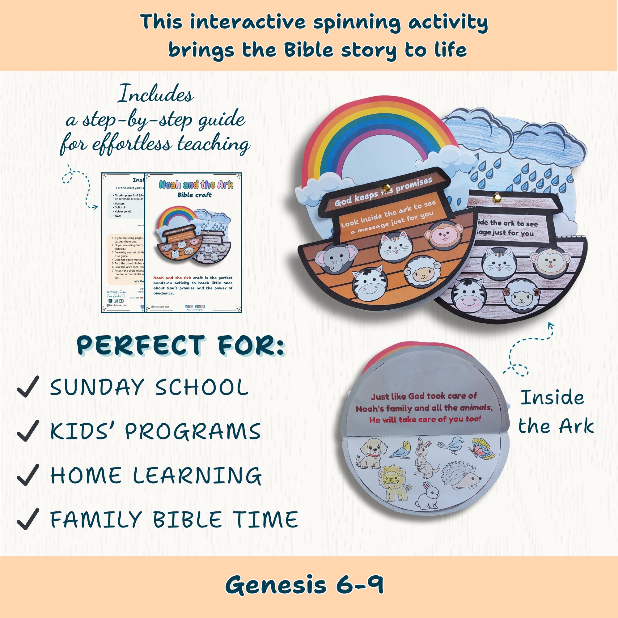 Noah’s Ark Bible Craft for Kids – Spinning Wheel Activity | Christian ...