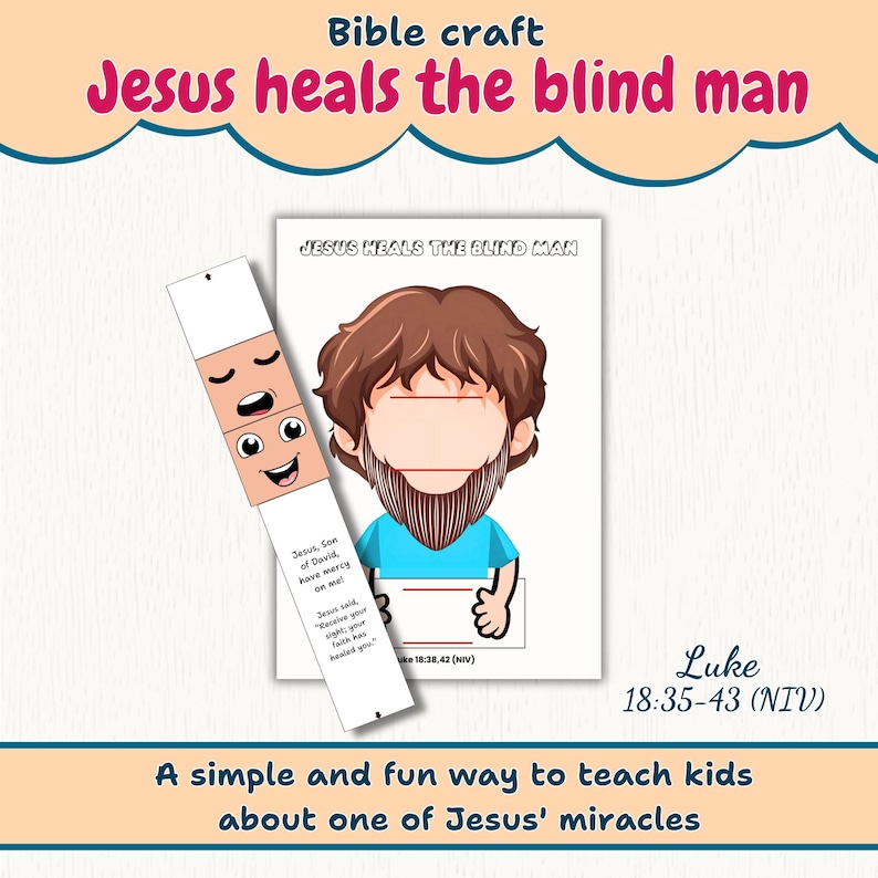 Jesus Heals the Blind Man Bible Craft: Sunday School Printable - Etsy