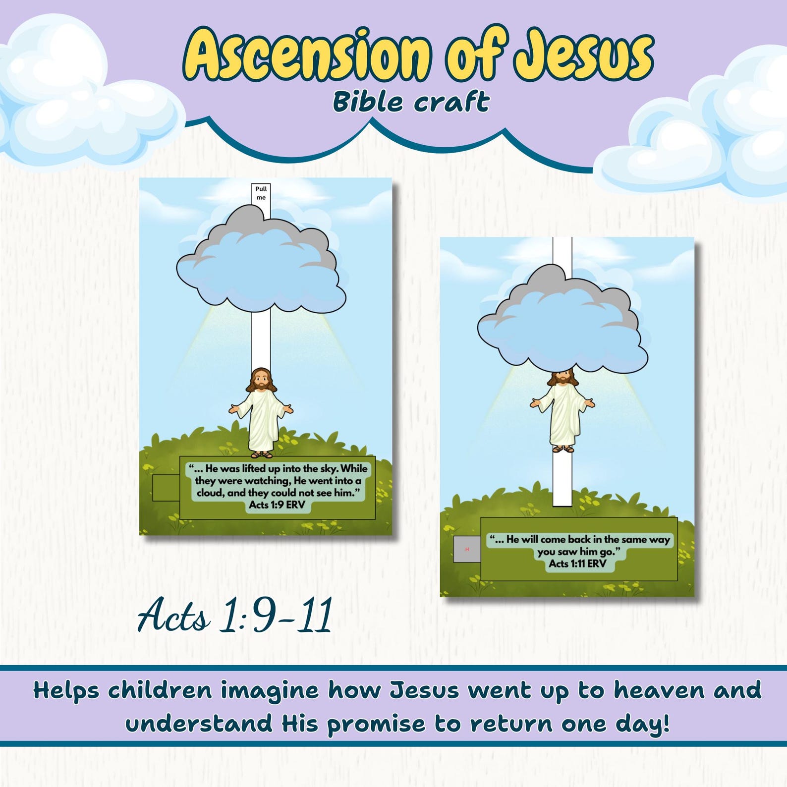 Ascension of Jesus Craft for Kids | Bible Story Printable | Acts 1:9–11 ...