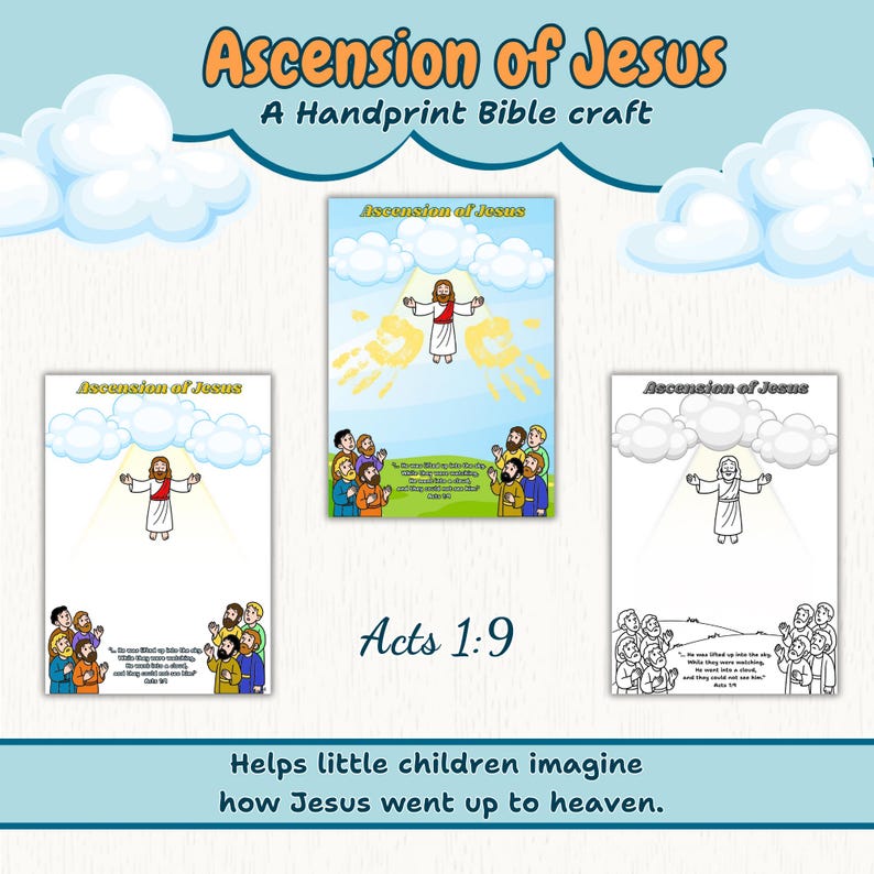 Ascension of Jesus Handprint Craft for Kids | Ascension Day Bible ...