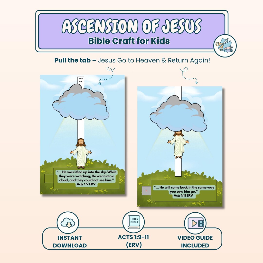 Ascension of Jesus Craft for Kids | Printable Bible Activity for Sunday ...