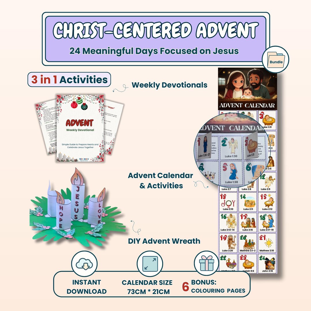 Christian Advent Calendar Printable Bundle – Daily Bible Verses ...