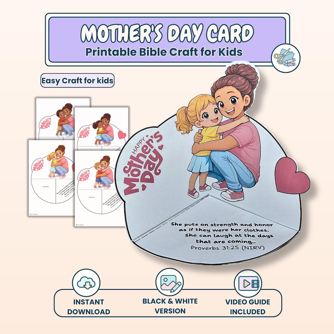 Mother’s Day Craft for Kids | Printable Bible Verse Card for Sunday ...