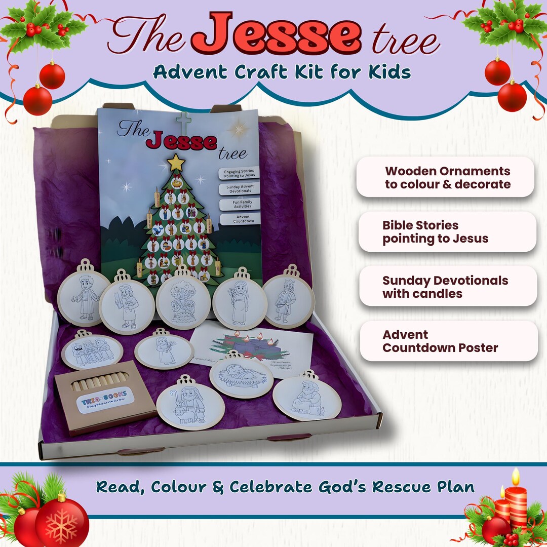 The Jesse Tree Advent Craft Kit for Kids | Christian Advent Activity ...