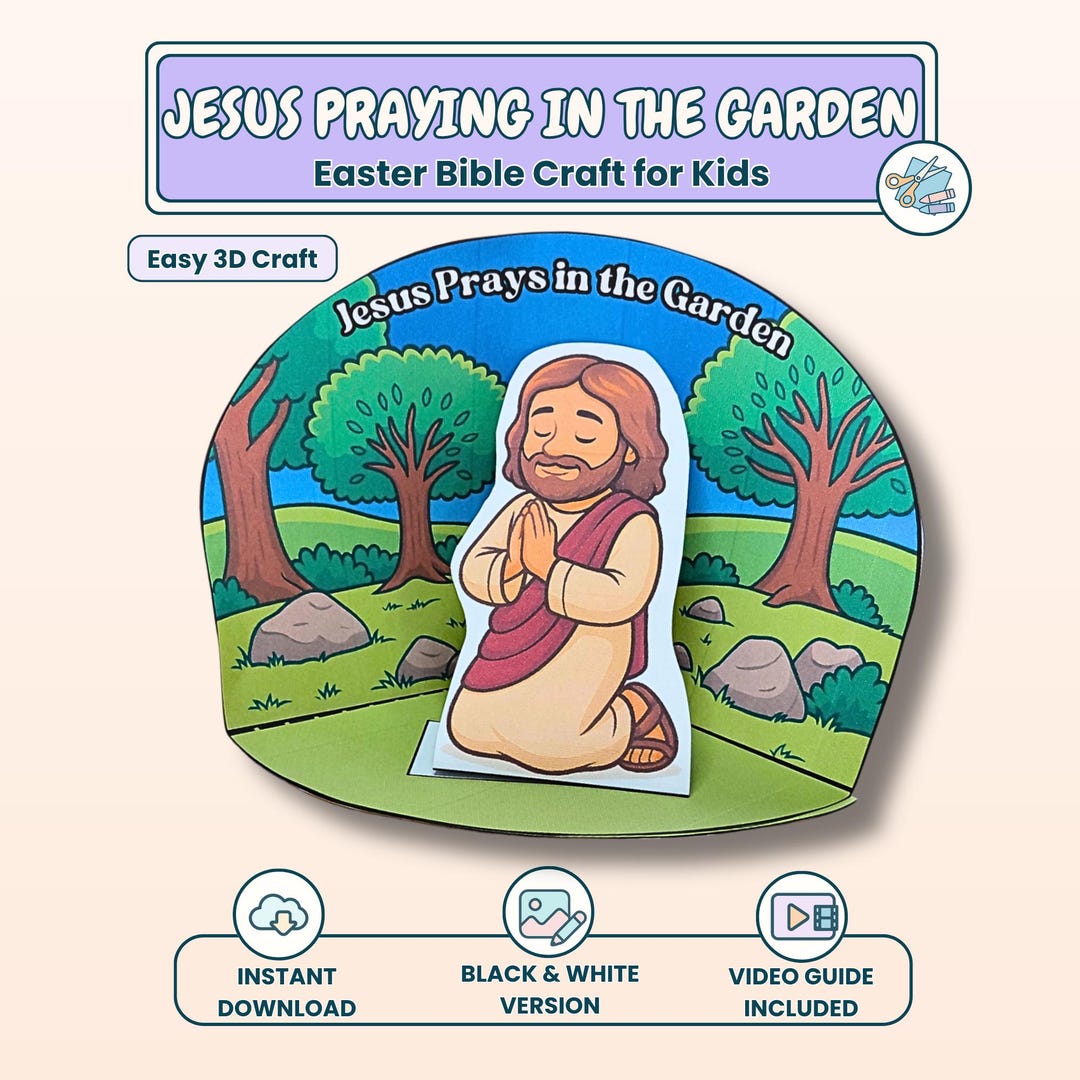 Jesus Prays in the Garden Craft | 3D Bible Diorama Printable for Sunday ...