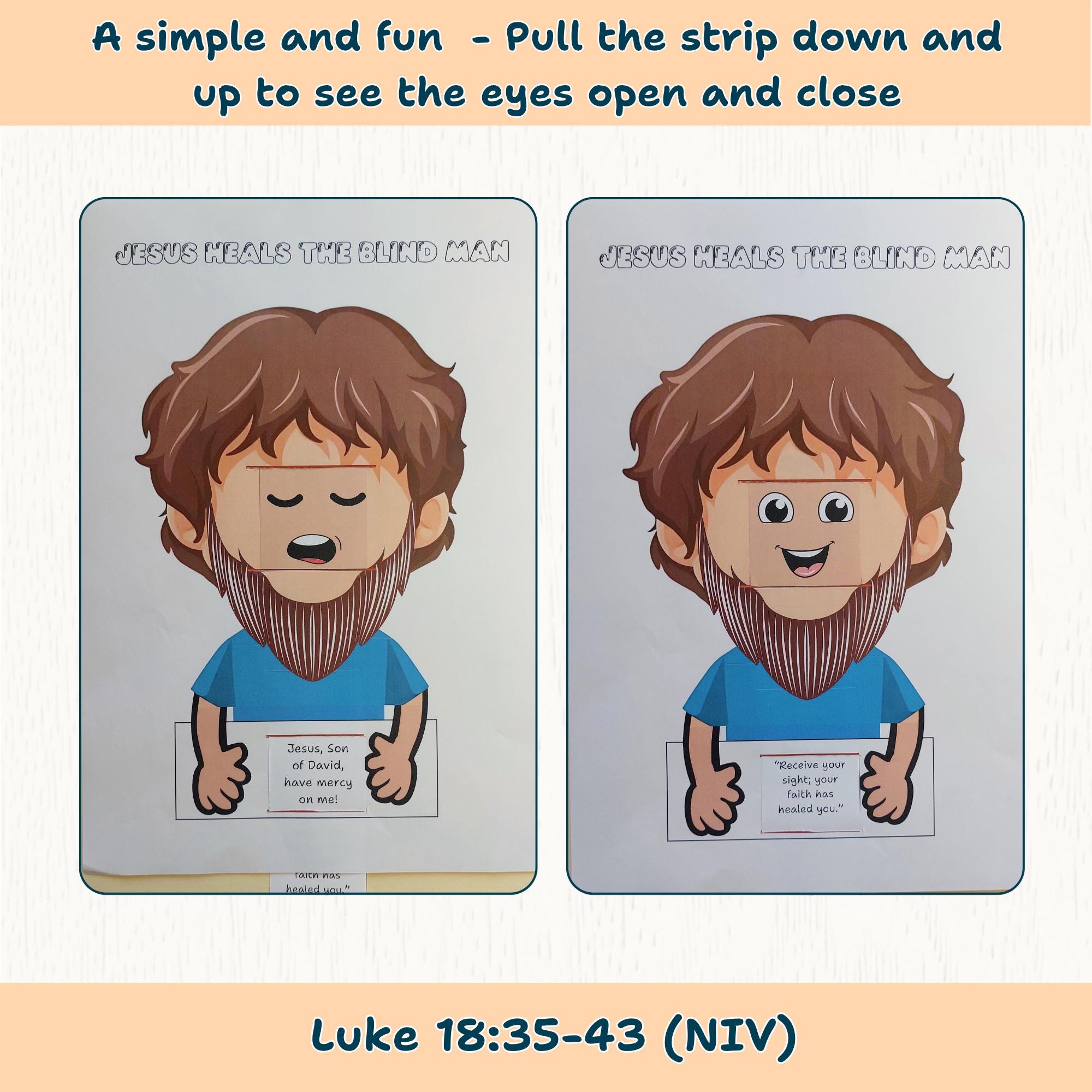 Jesus Heals the Blind Man Bible Craft: Sunday School Printable - Etsy UK