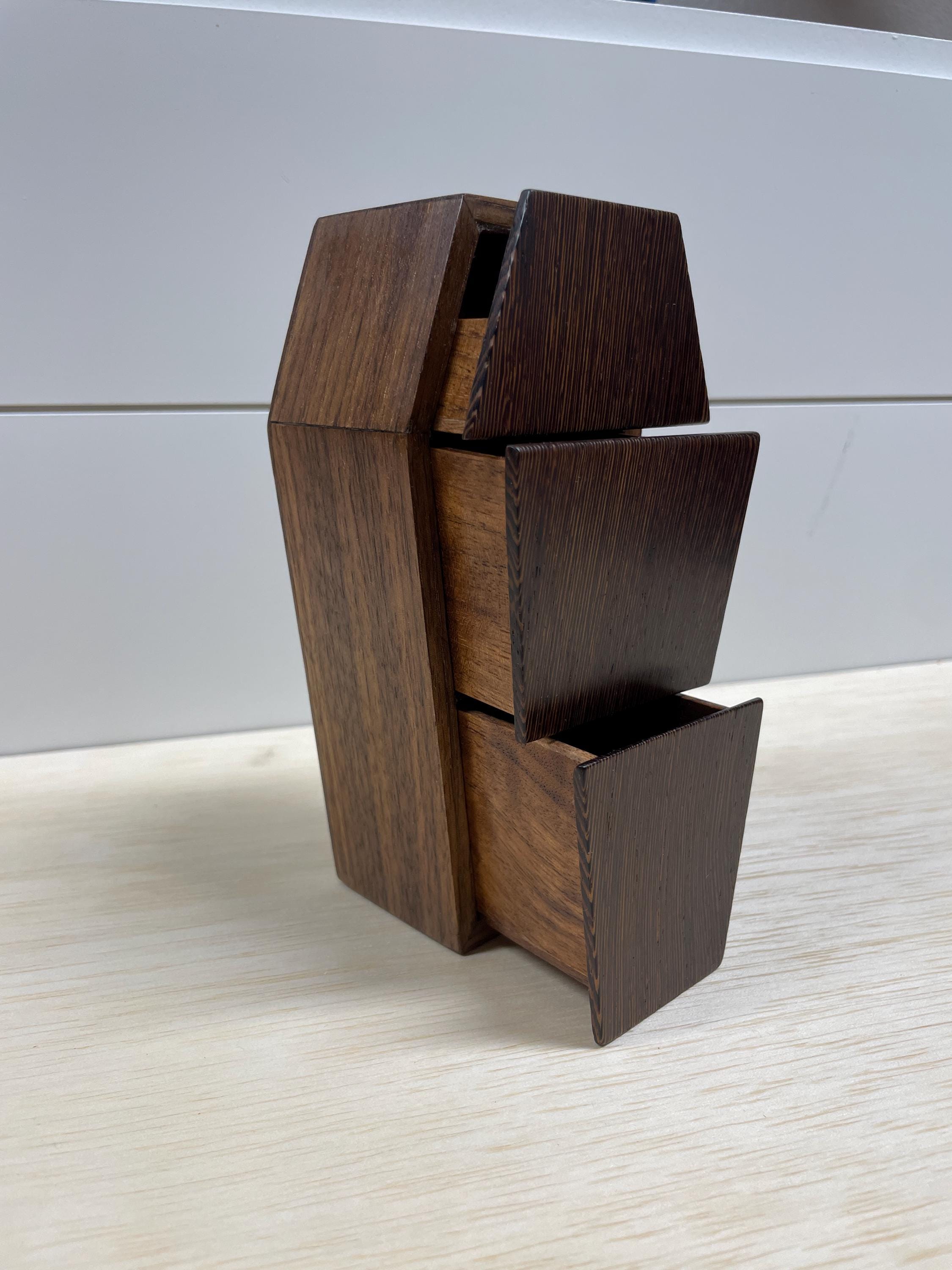 Wenge and Black Walnut Wood Coffin Box With Drawers - Hand Made Macabre ...