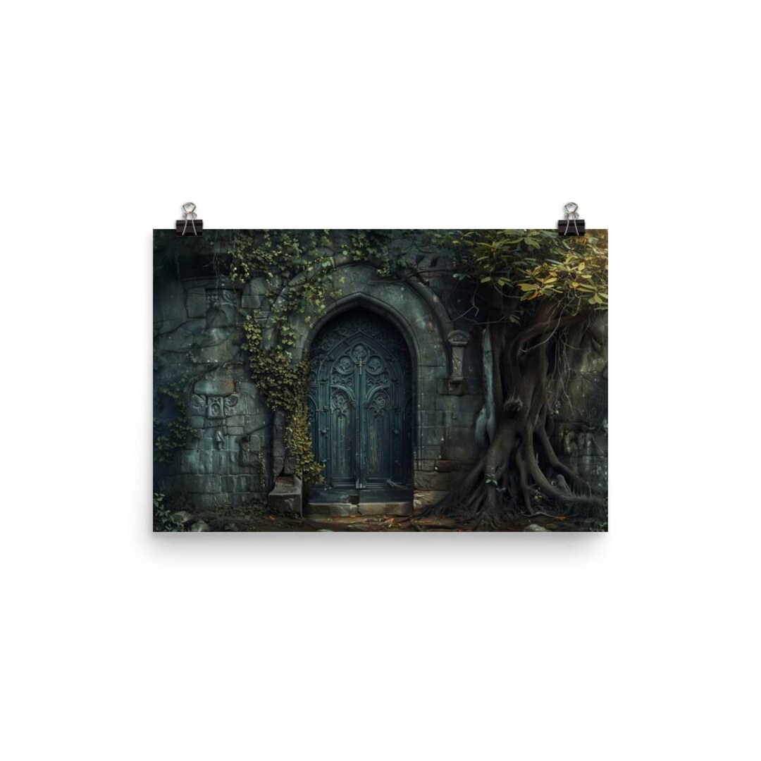 Gothic Entry Door With Vines and Trees on Museum-quality Thick Matte ...