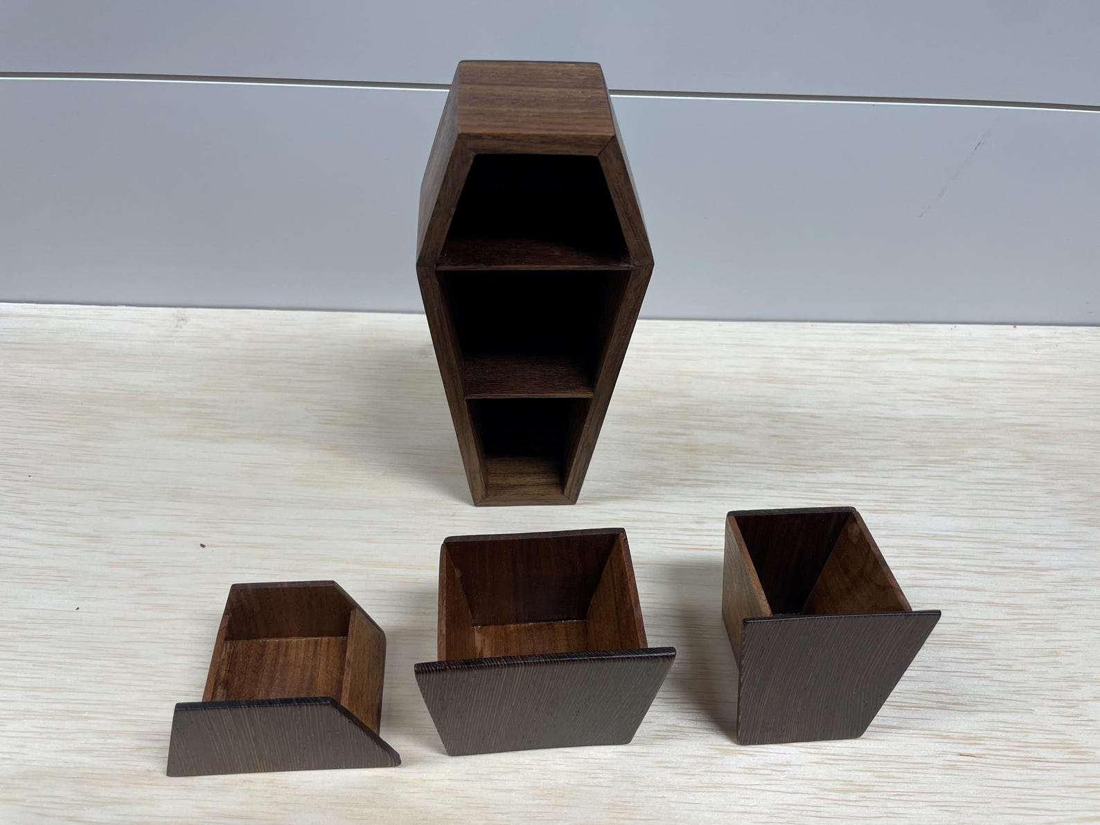 Wenge and Black Walnut Wood Coffin Box With Drawers - Hand Made Macabre ...