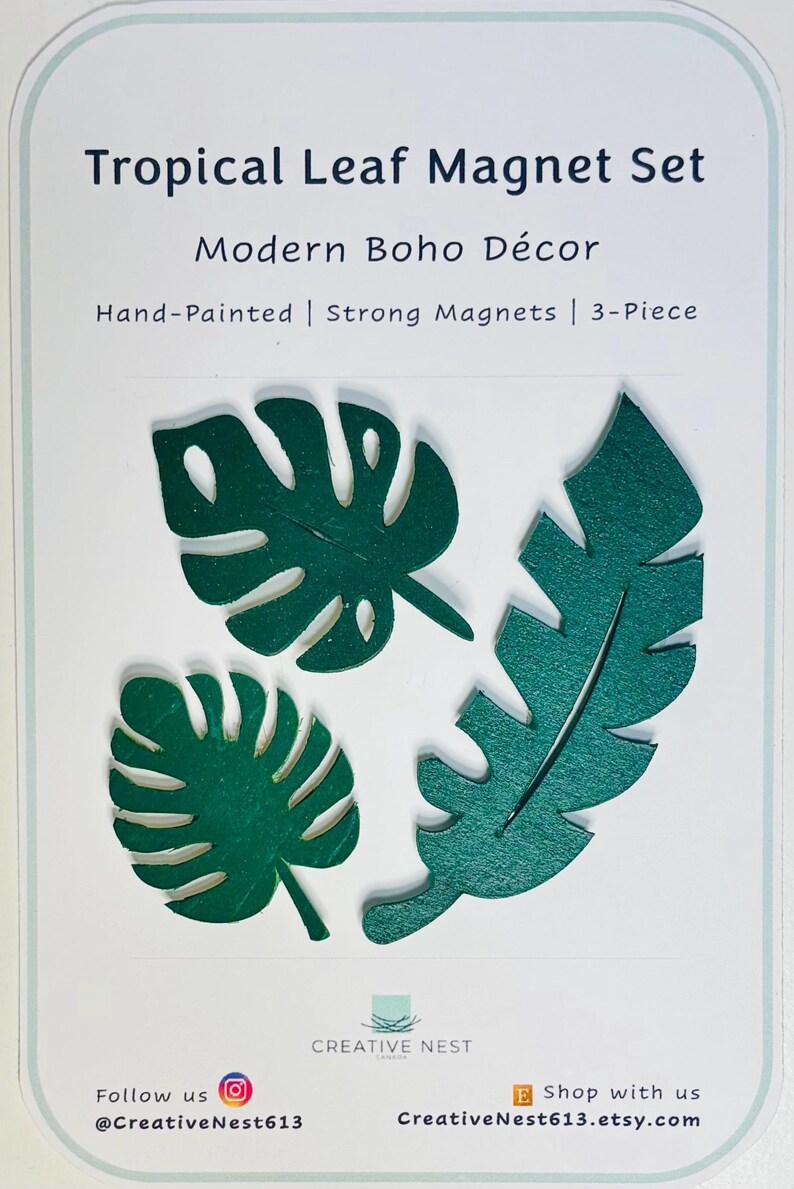 Tropical Leaf Fridge Magnet Set – Boho Kitchen Decor | Plant Lover Gift ...