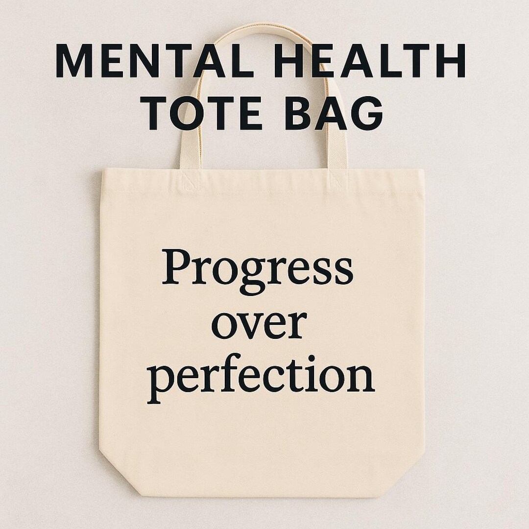 Mental Health Tote Bag – Handmade Canvas Bag With Empowering Phrases ...
