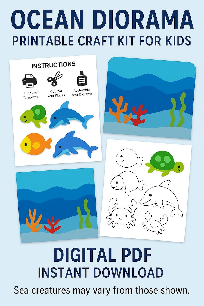 Ocean Diorama Printable Craft Kit for Kids | Digital PDF STEM Activity ...