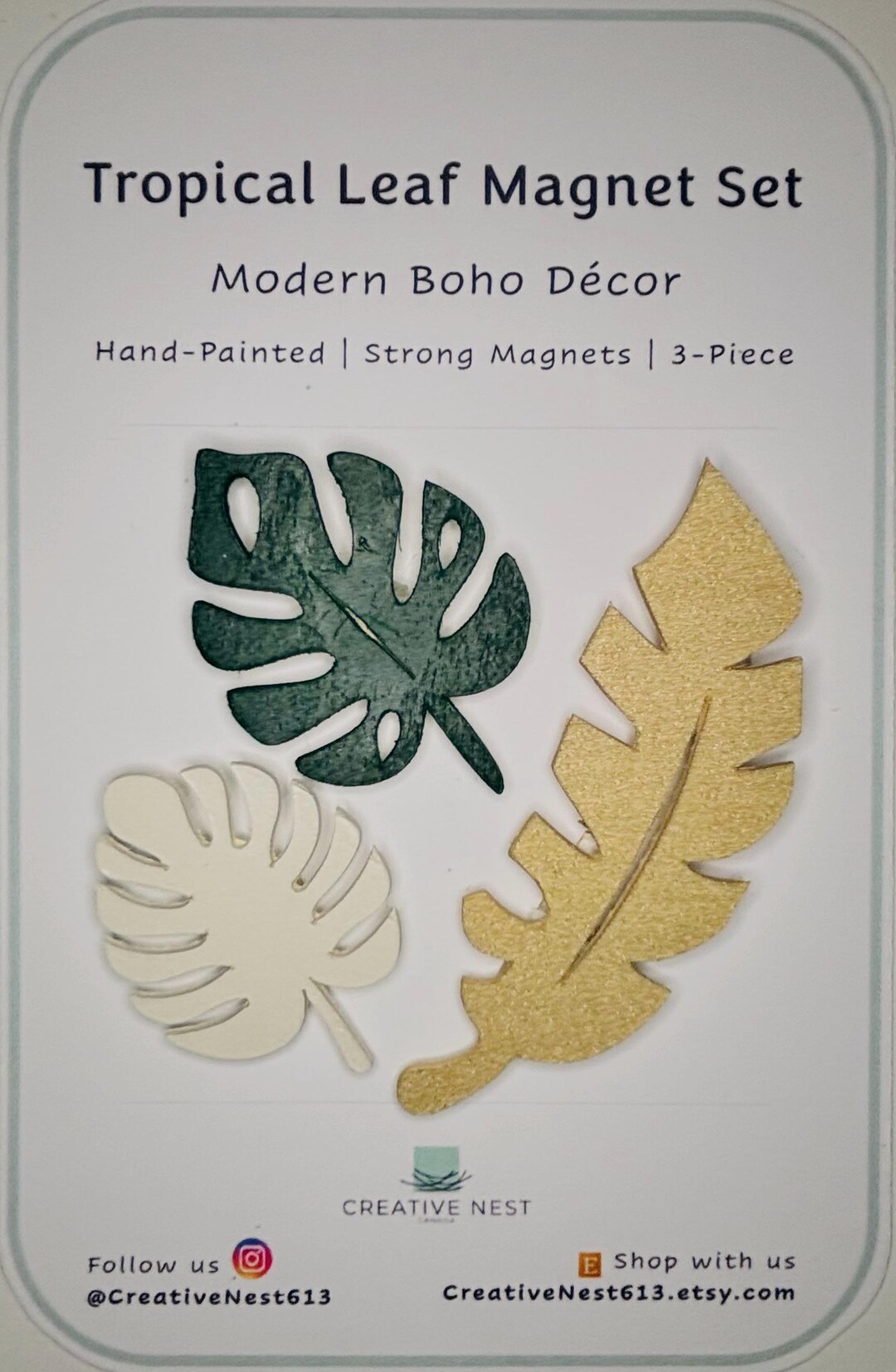Tropical Leaf Fridge Magnet Set – Boho Kitchen Decor | Plant Lover Gift ...