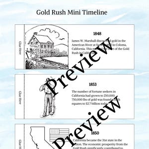 California Gold Rush Mini Timeline- Color, Cut, and Paste - Etsy