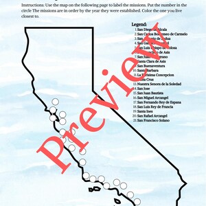 California History- Label a Map of California's 21 Missions Worksheet ...