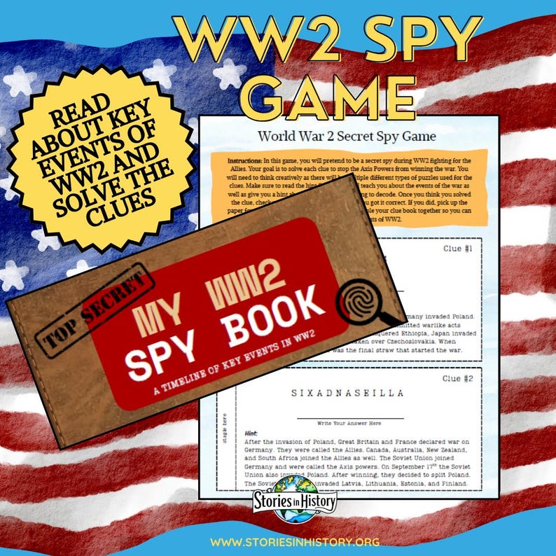 WWII Spy Game: Printable History Puzzle Activity for Kids (4th-8th ...