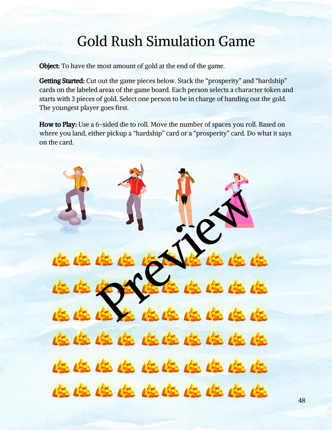 Simple California Gold Rush Simulation Game - Etsy