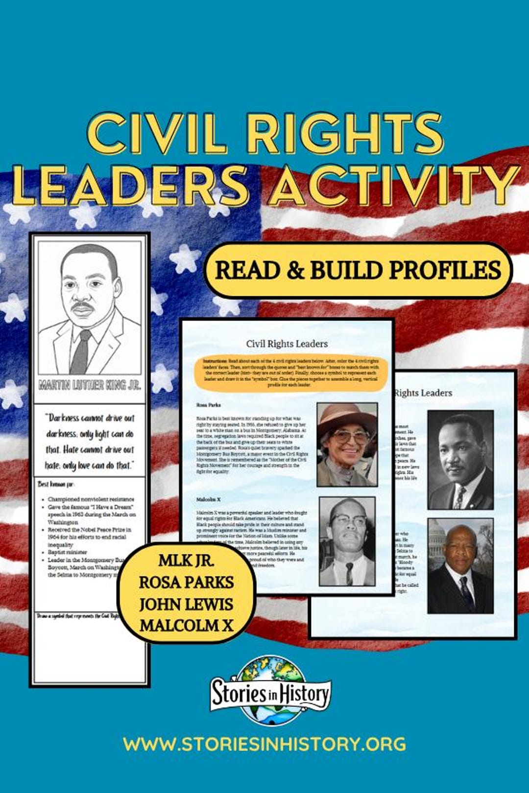 Civil Rights Leaders Activity: Printable Biographies & Craft - Grades 3 ...