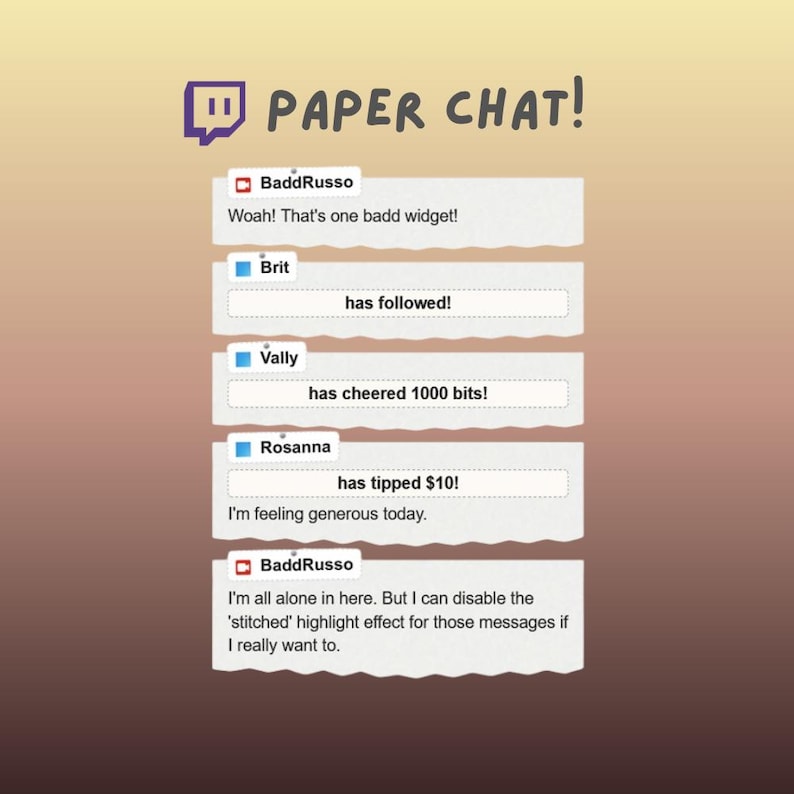 Simple Paper-style Chat Widget for Twitch - Etsy