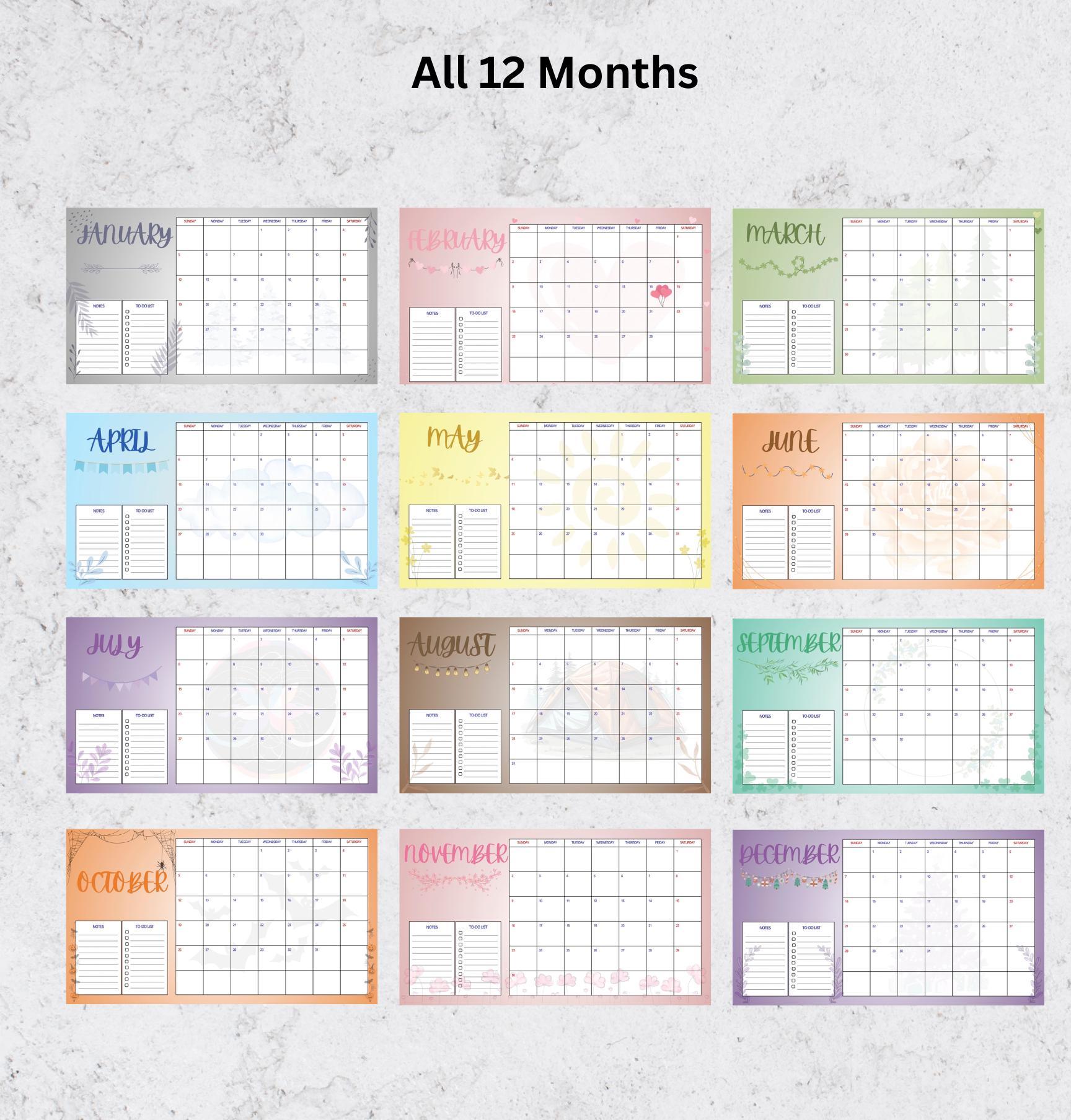 2025 Printable Calendar A4 Size • Colorful Monthly Planner PDF ...