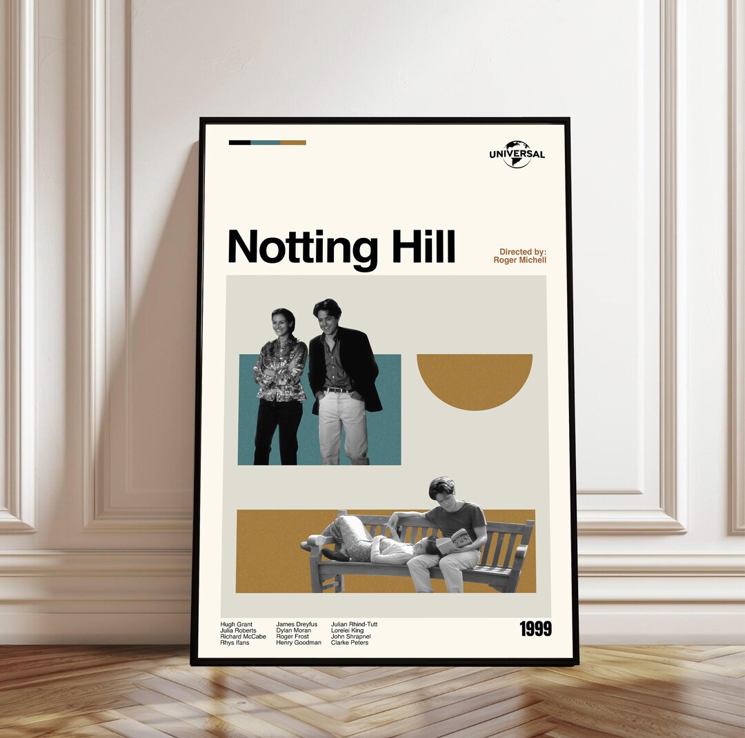 Notting Hill Poster - Movie Poster - Midcentury Modern Art - Minimalist ...