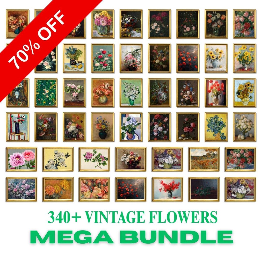 340+ Vintage Flower Posters | Botanical Wall Art Bundle | Antique ...