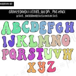 Groovy Doodle Letters | Editable | Retro Font | Boho | Bubbly| Hippie ...