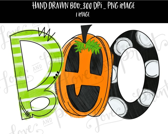 Boo Doodle Letters Hand Written Halloween Clipart - Etsy