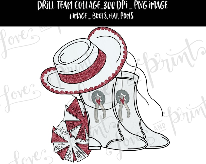 Drill Team Sublimation Design Drill Team Mom Boots Pom Poms Drill Team ...