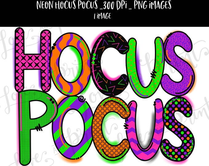 Hocus Pocus Doodle Letters Hand Written Halloween Clipart - Etsy