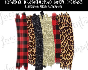 Blank Brush Stroke Buffalo Plaid Brush Strokes Leopard | Etsy