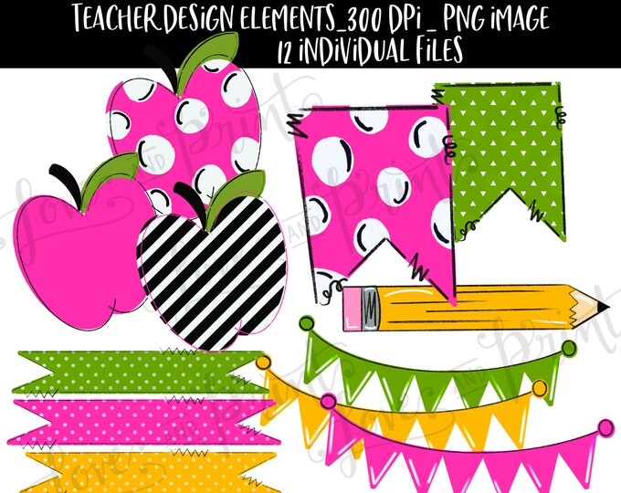 Teacher Design Elements Teacher Clipart Apple Clipart | Etsy